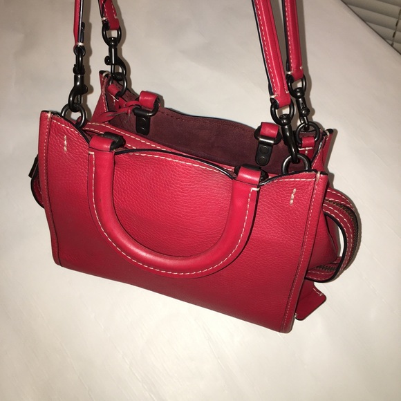 Coach | Bags | Coach Rouge In 941 Red Pebble Leather With Oxblood Suede ...